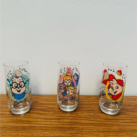 Dining | Set Of 3 Alvin And The Chipmunks Vintage Glasses Simon The ...